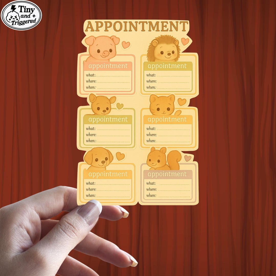 Adorable Animal Appointment Sticker, Tiny and Triggered Appointment ...