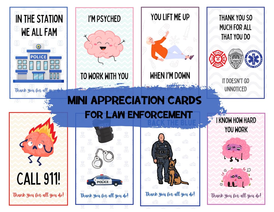 Mini Law Enforcement Appreciation Cards - 16 Pack of Police Thank You ...