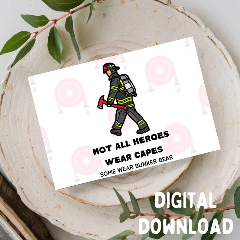 Firefighter Thank You Card: Hero Bunker Gear (digital Download) - Etsy