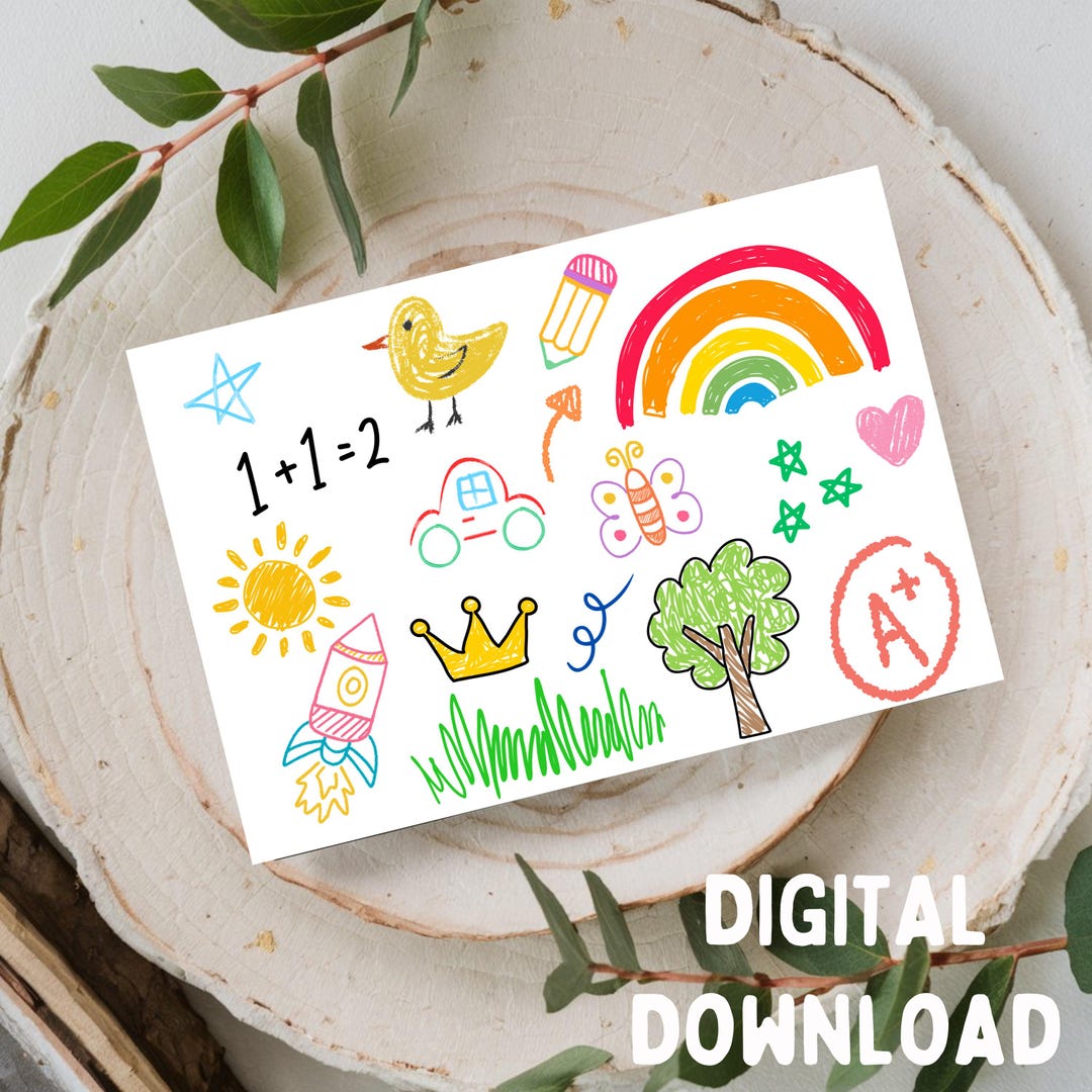 Kids Doodle Greeting Card, Printable DIGITAL DOWNLOAD ONLY for 5x7 Card ...