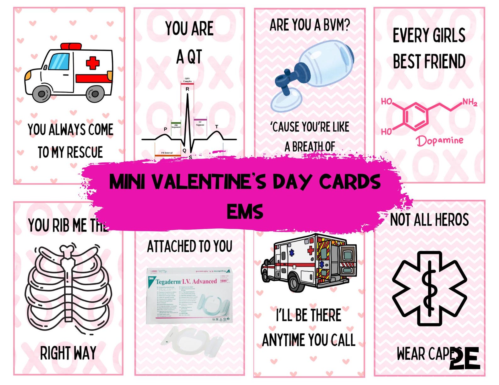 Funny, Cute EMS Valentine Cards - 40 Pack of Emt/paramedic Adorableness ...