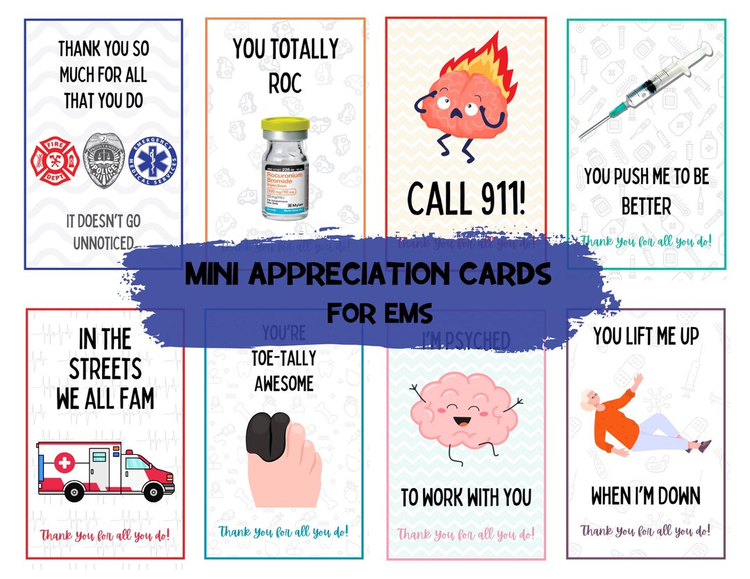 Mini EMS Thank You Cards: First Responders Appreciation (digital ...