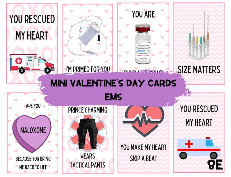 Funny EMS Valentine's Day Cards: EMT Paramedic Gift (digital Download ...