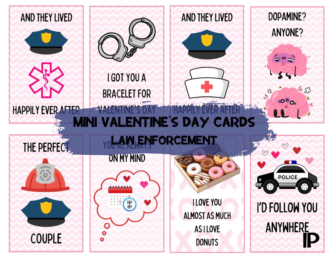 Funny Law Enforcement Valentine's Day Cards - 16 Pack (digital Download ...