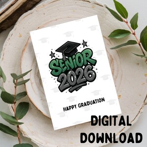 Green Graduation 2026 Card – Printable 5x7 Greeting (digital Download ...