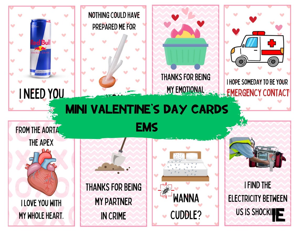Funny EMS Valentine's Day Cards: EMT Paramedic Gift (digital Download ...