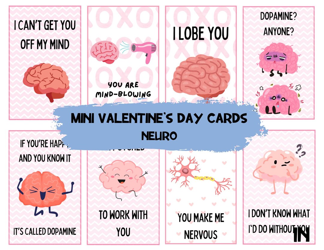 Funny Neuro Valentine Cards: Brain Pun Gift (digital Download) - Etsy