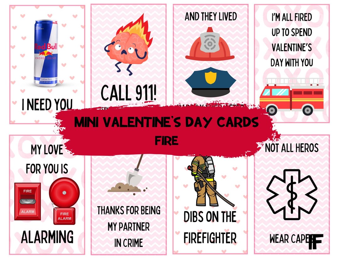Funny Firefighter Valentine's Day Cards: EMT Humor (digital Download ...