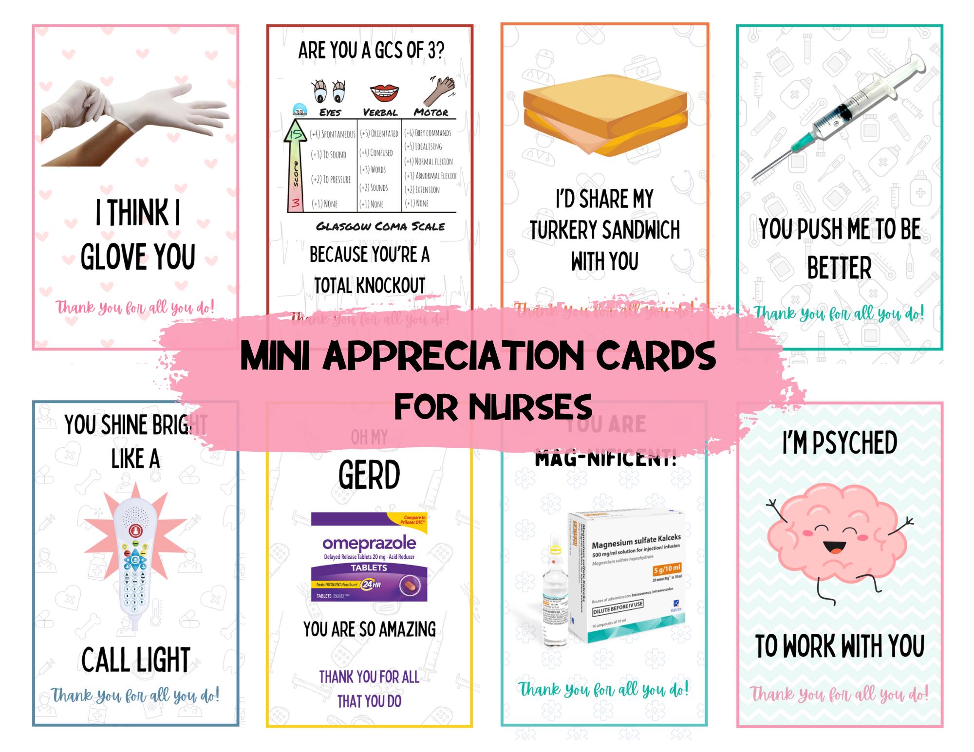 Mini Nurse Appreciation Cards: Printable Thank You Notes (digital ...