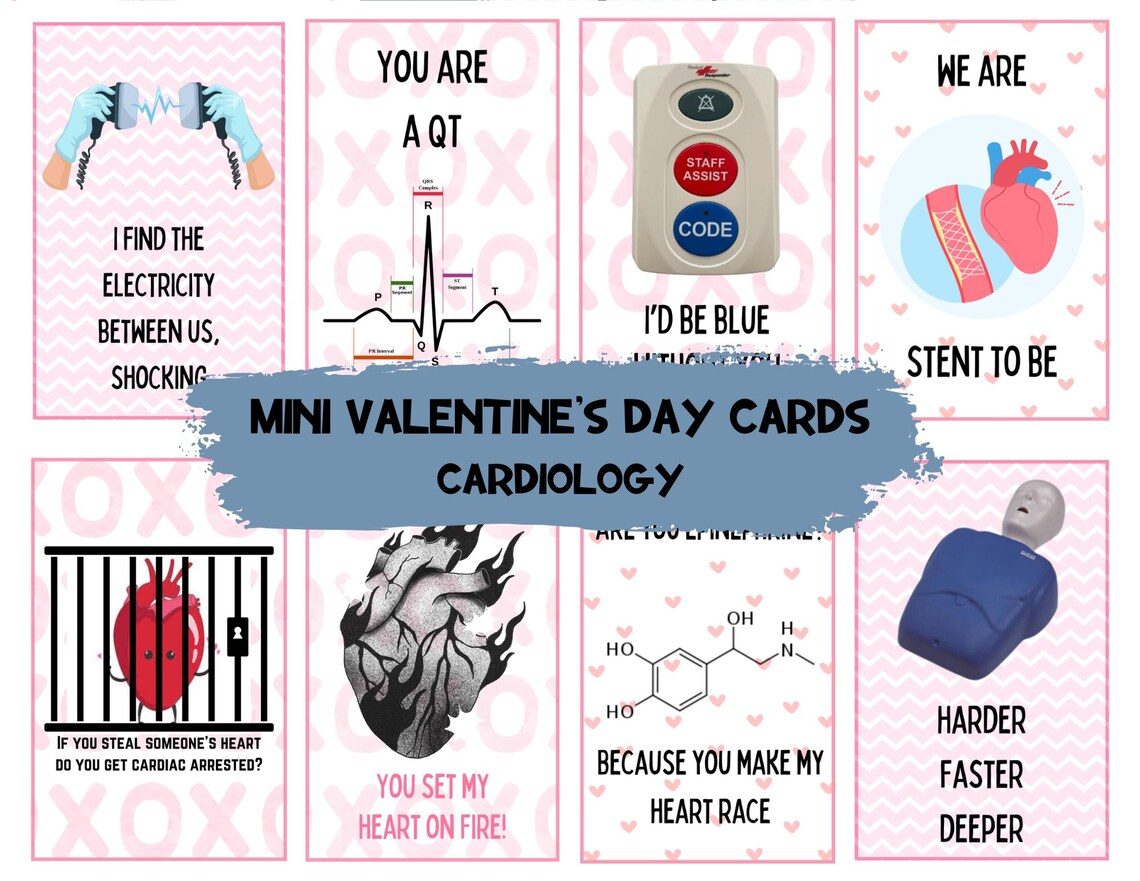 Funny, Cute Cardiology Valentine Cards - 16 Pack of Cardiology ...