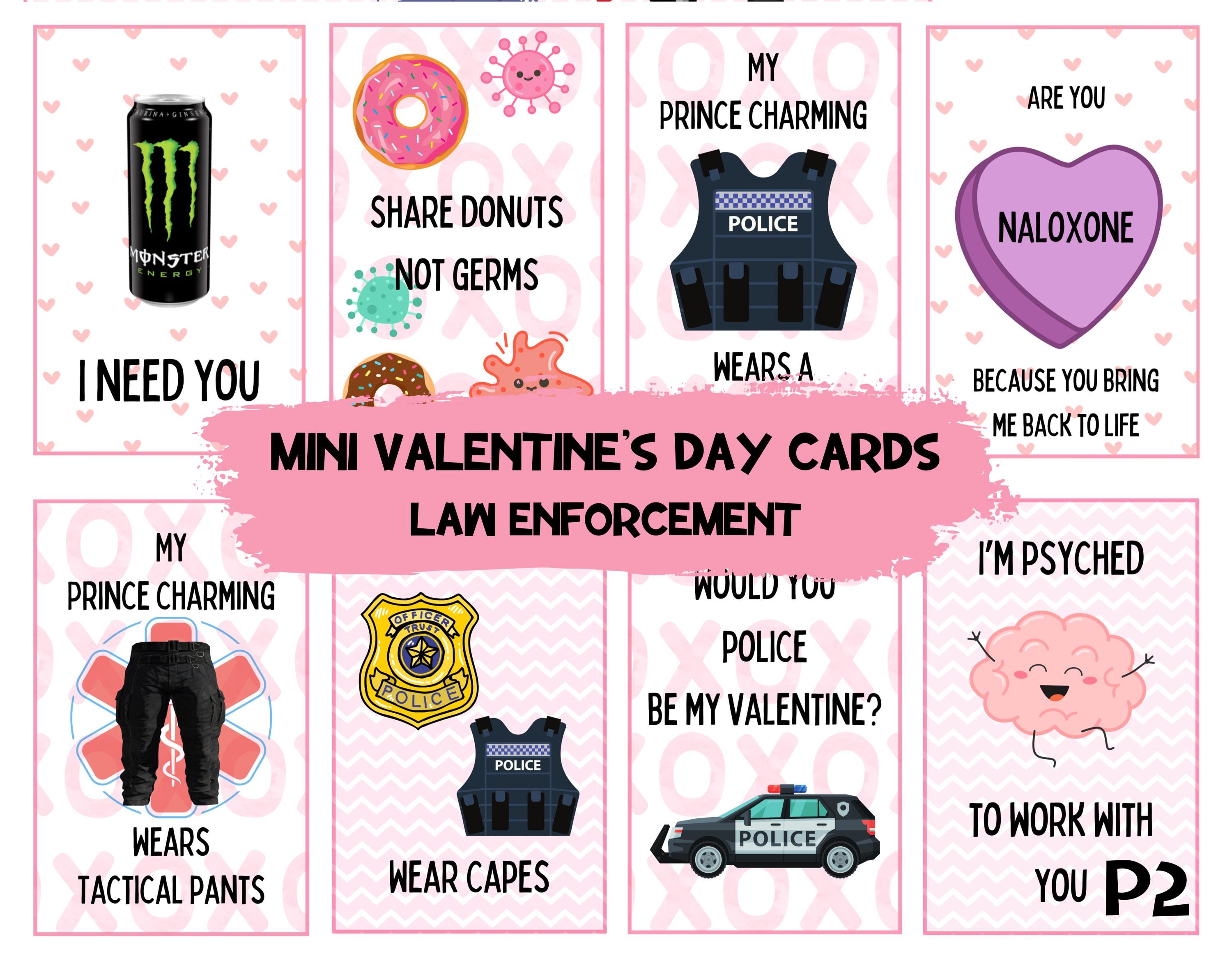 Funny, Cute Law Enforcement Valentine Cards - 16 Pack of Law ...