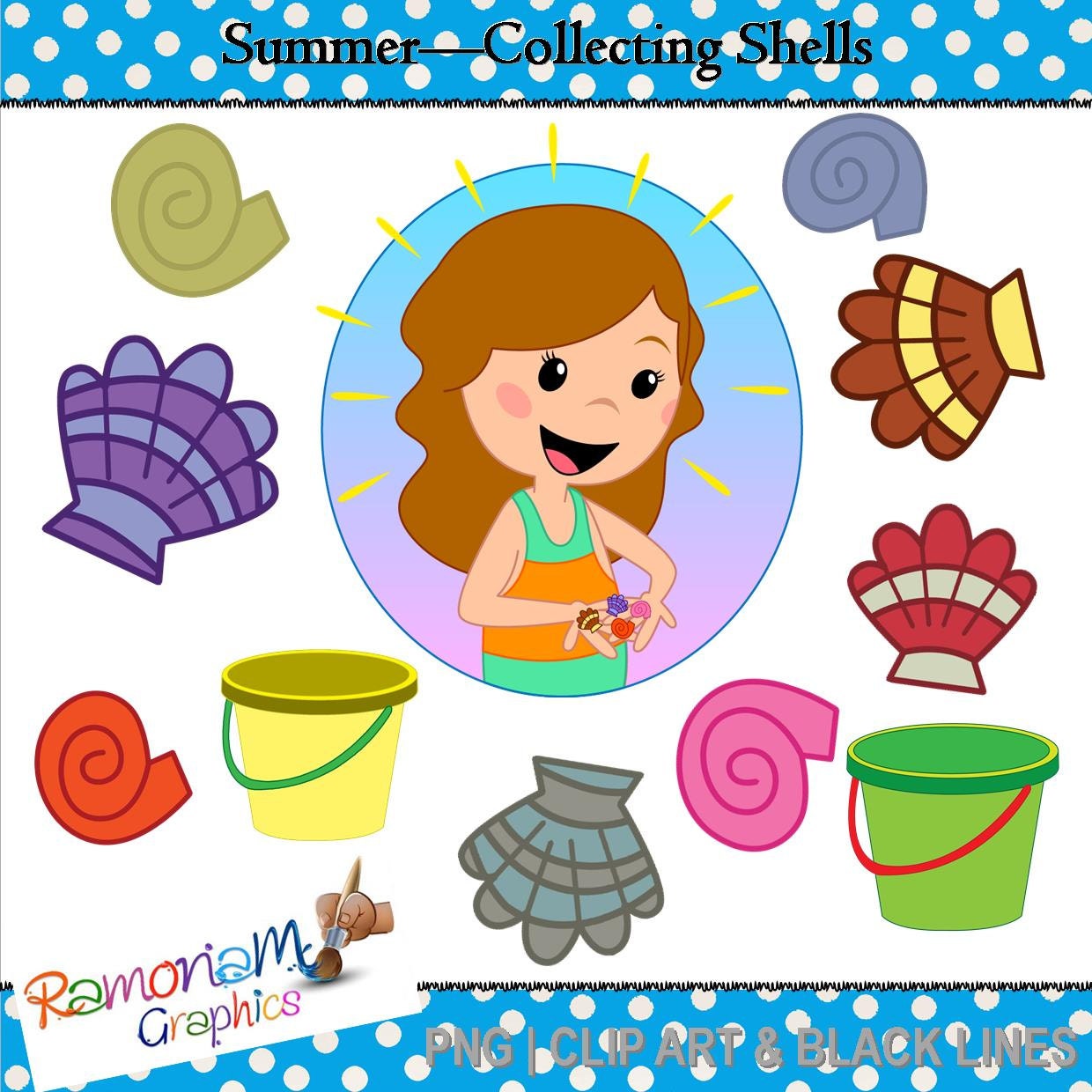 Collecting Shells Clipart Images