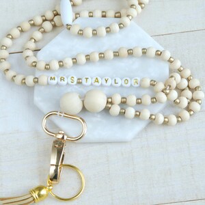 Personalized Boho Teacher Lanyard, Personalized Lanyard, Glass Seed ...