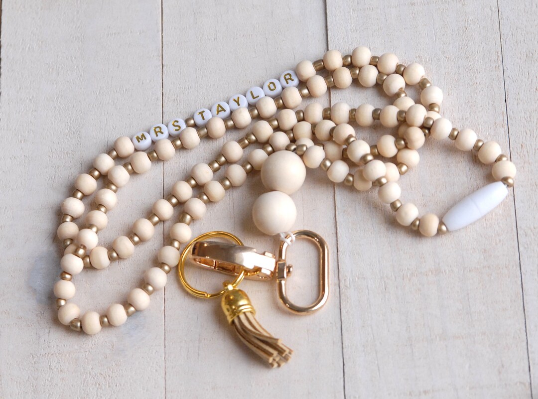 Personalized Boho Teacher Lanyard, Personalized Lanyard, Glass Seed ...