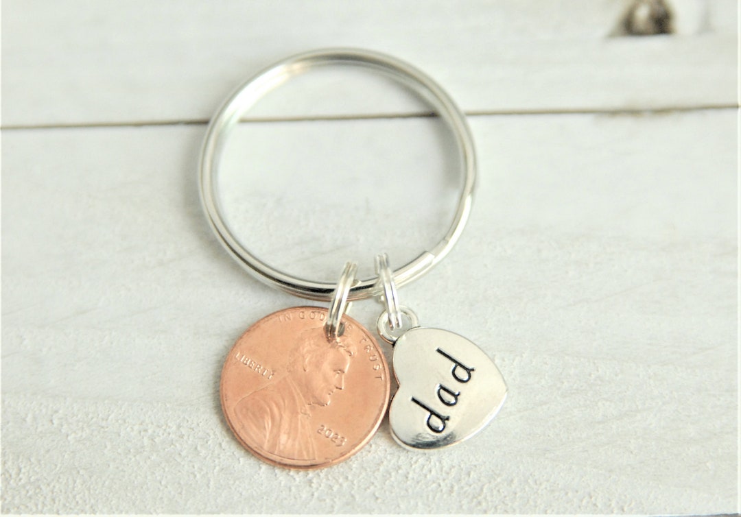 Custom Penny Keychain, Penny Keychain, Anniversary Gift, Gift for Dad ...
