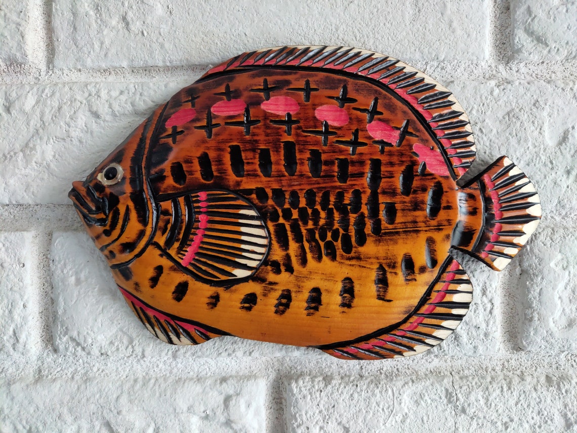 Wood Carved Fish Wooden Hanging Decor on Wall - Etsy