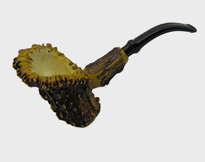 Tobacco Deer Antler Natural Textured Smoking Pipe, Hand Crafted in U.S ...