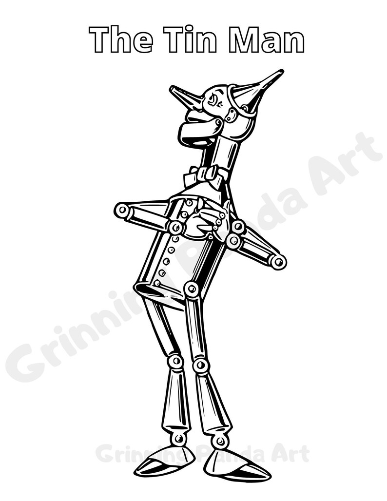 The Tin Man Printable Coloring Pages 3 DIGITAL DOWNLOAD - Etsy