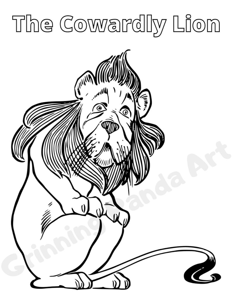 Cowardly Lion Printable Coloring Page the Wonderful Wizard of - Etsy ...