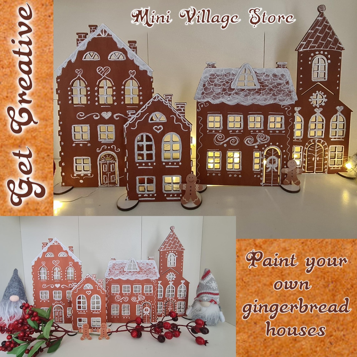 Set of 4 Laser Cut MDF Houses Get Creative and Paint Your Own Style ...