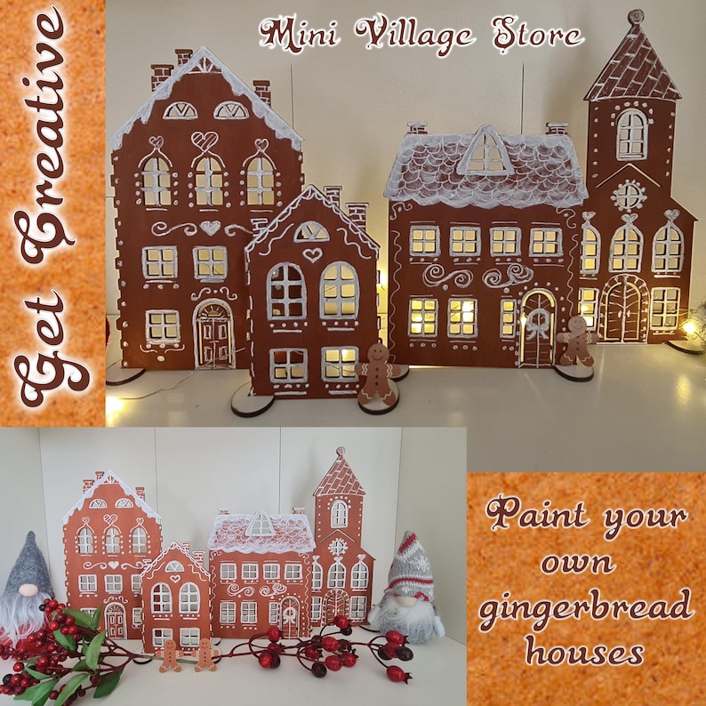 Set of 4 Laser Cut MDF Houses Get Creative and Paint Your Own Style ...