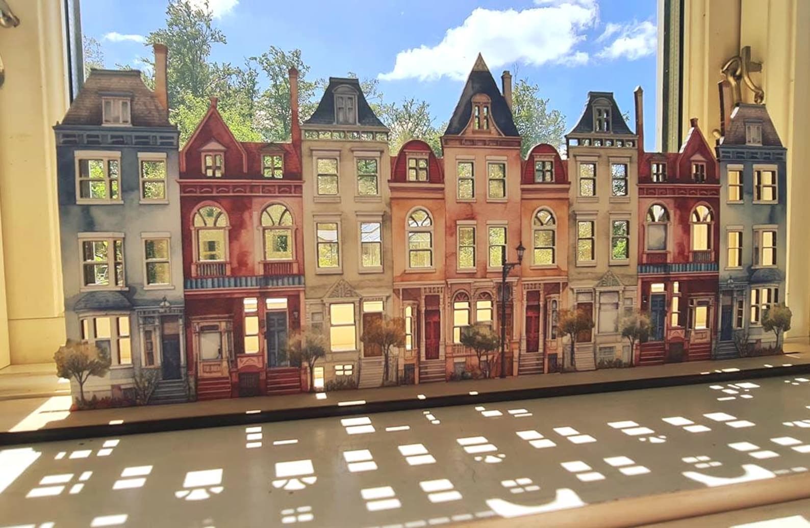 Handcrafted Laser-cut Mini Village Scene With Colourful Town Houses - Etsy