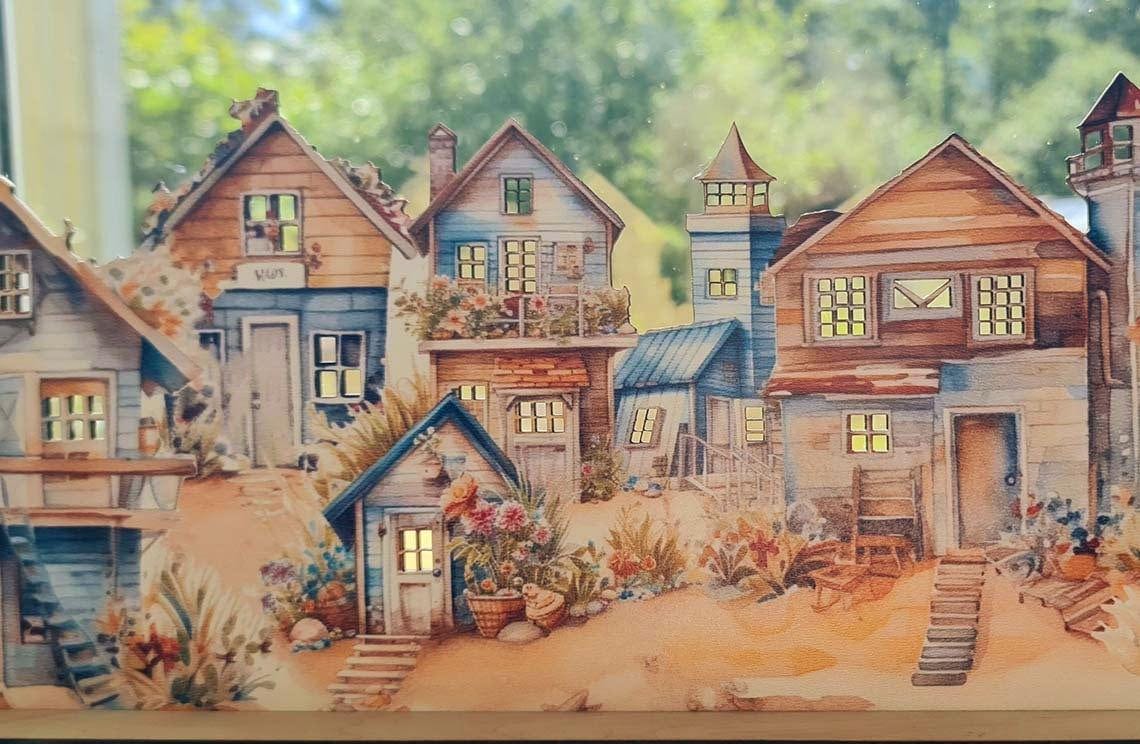 Handcrafted Laser-cut Beach House Mini Village Scene Perfect for Led ...