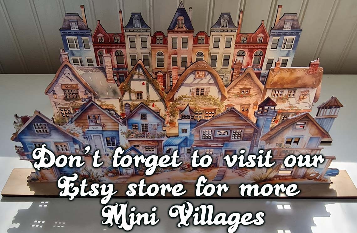 Handcrafted Laser-cut Mini Village Scene With Colourful Town Houses ...