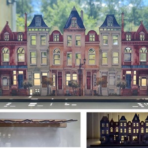 Handcrafted Laser-cut Mini Village Scene With Colourful Town Houses - Etsy
