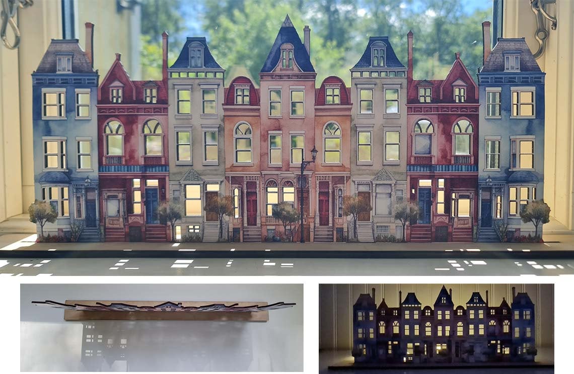 Handcrafted Laser-cut Mini Village Scene With Colourful Town Houses - Etsy