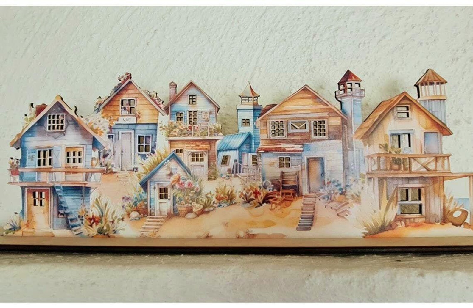 Handcrafted Laser-cut Beach House Mini Village Scene Perfect for Led ...