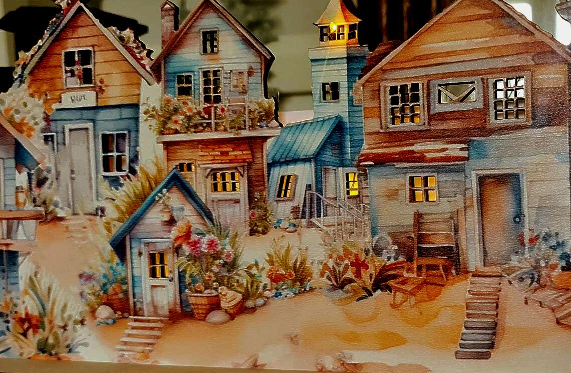 Handcrafted Laser-cut Beach House Mini Village Scene Perfect for Led ...