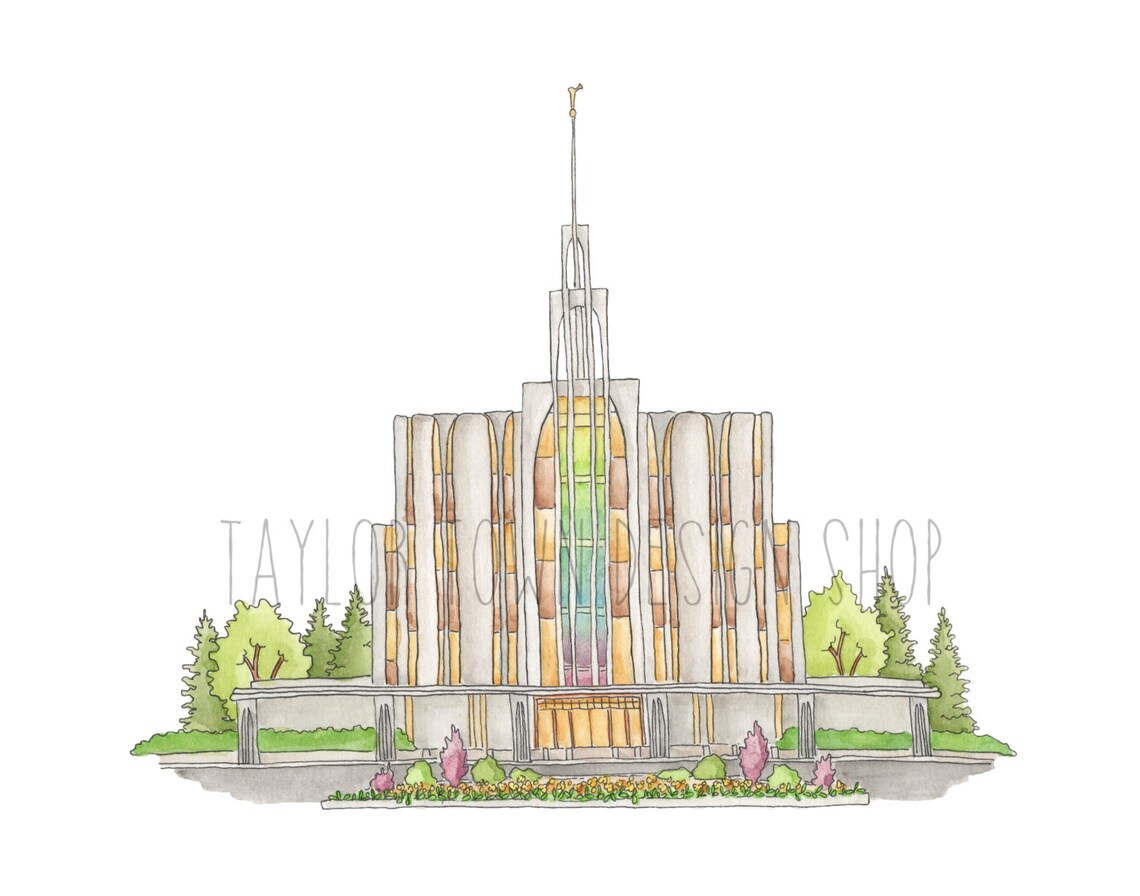 Seattle, Washington LDS Temple Water Color Painting Print DIGITAL ...