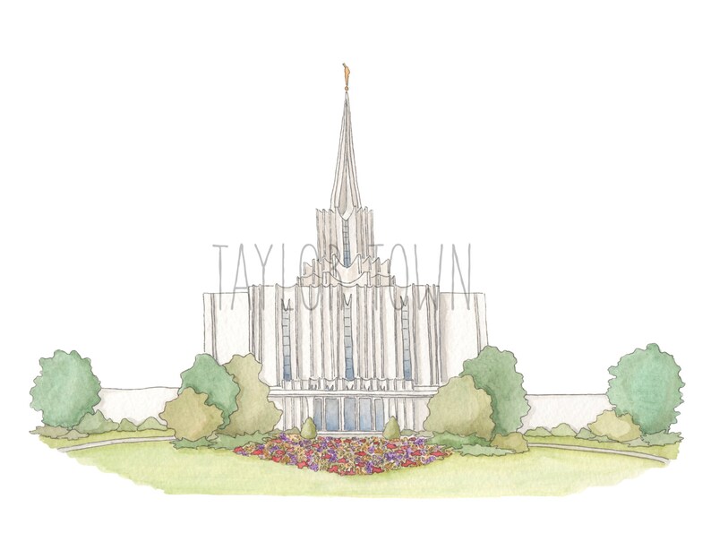 Jordan River LDS Temple Drawing and Watercolor Painting - Etsy
