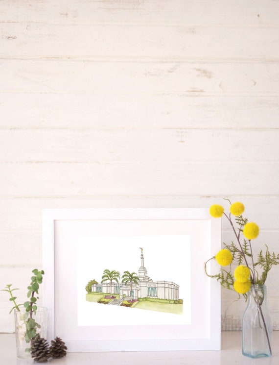 Oaxaca Mexico Temple Drawing and Watercolor Painting - Etsy