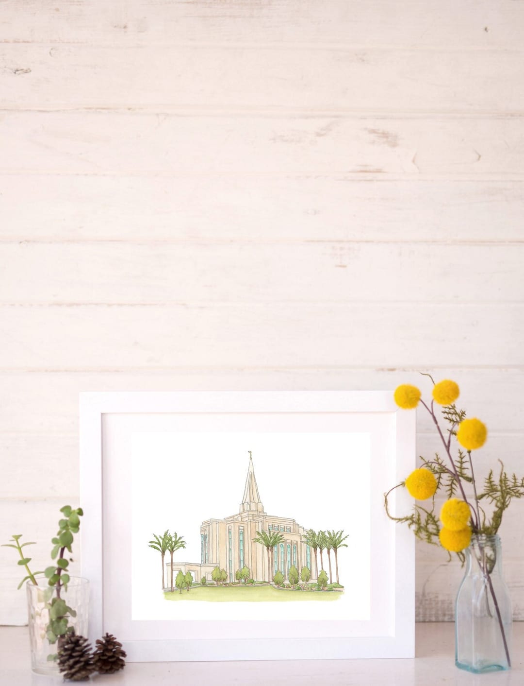 Gilbert, Arizona LDS Temple (side View) Drawing and Water Color ...
