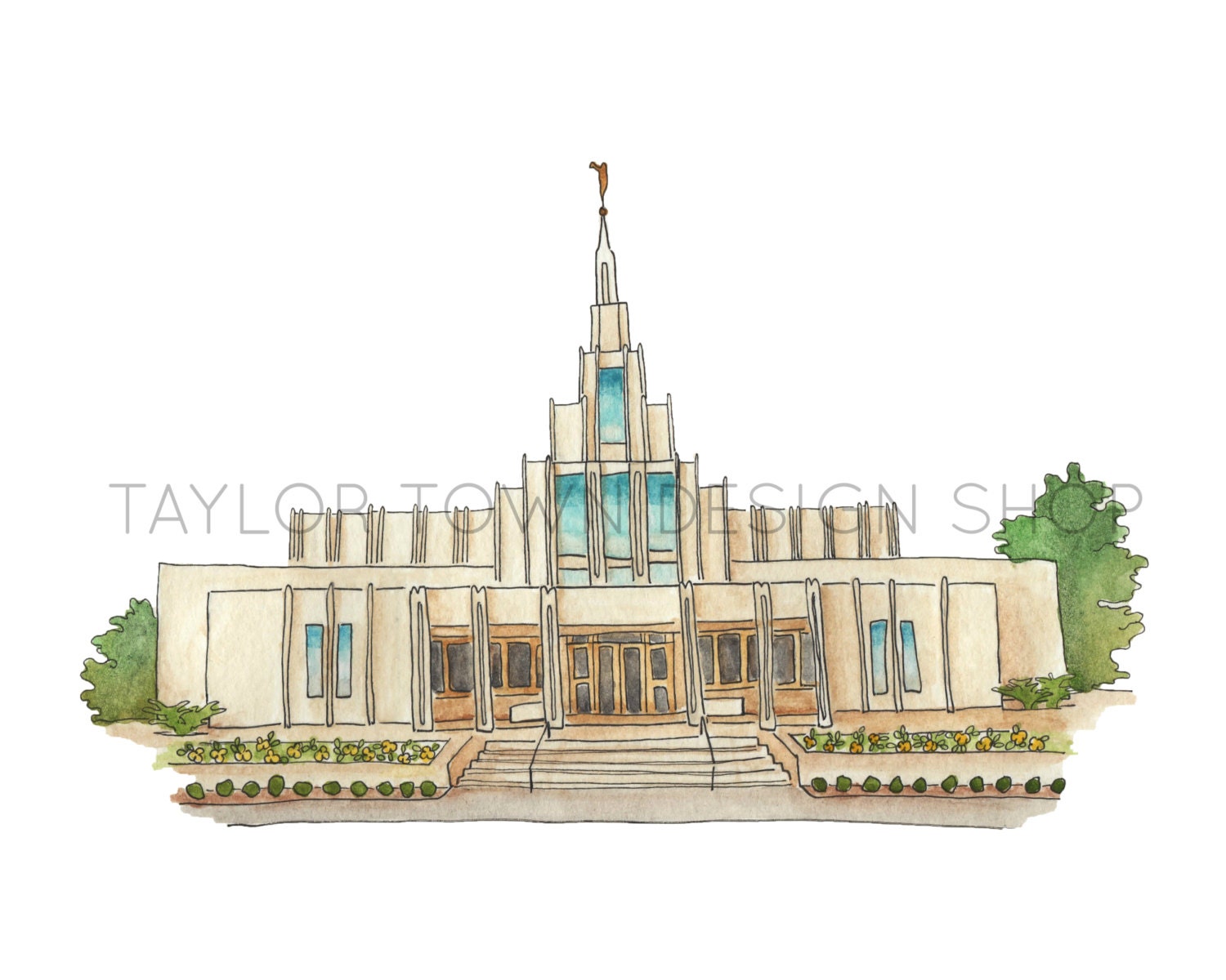 Phoenix Arizona Temple water Color Painting Print - Etsy