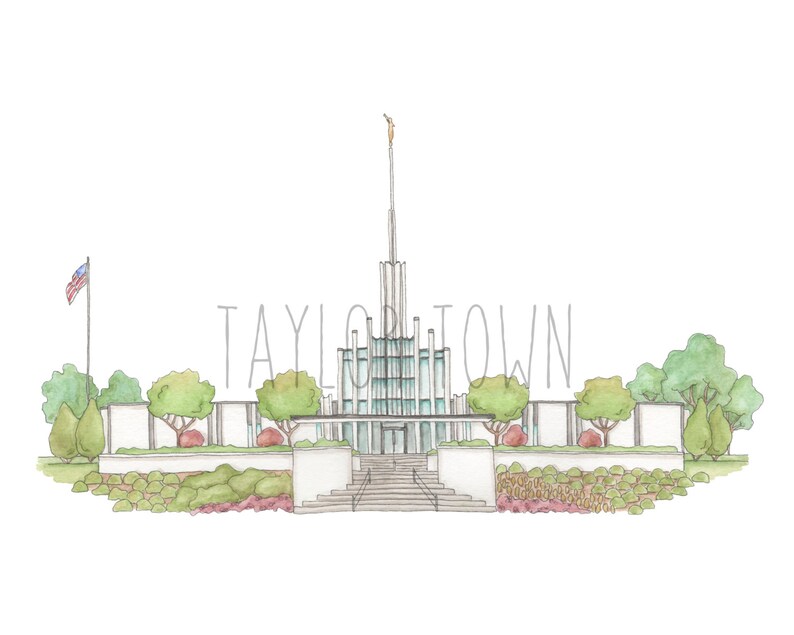 Atlanta, Georgia LDS Temple (ink Sketch and Water Color) - Etsy