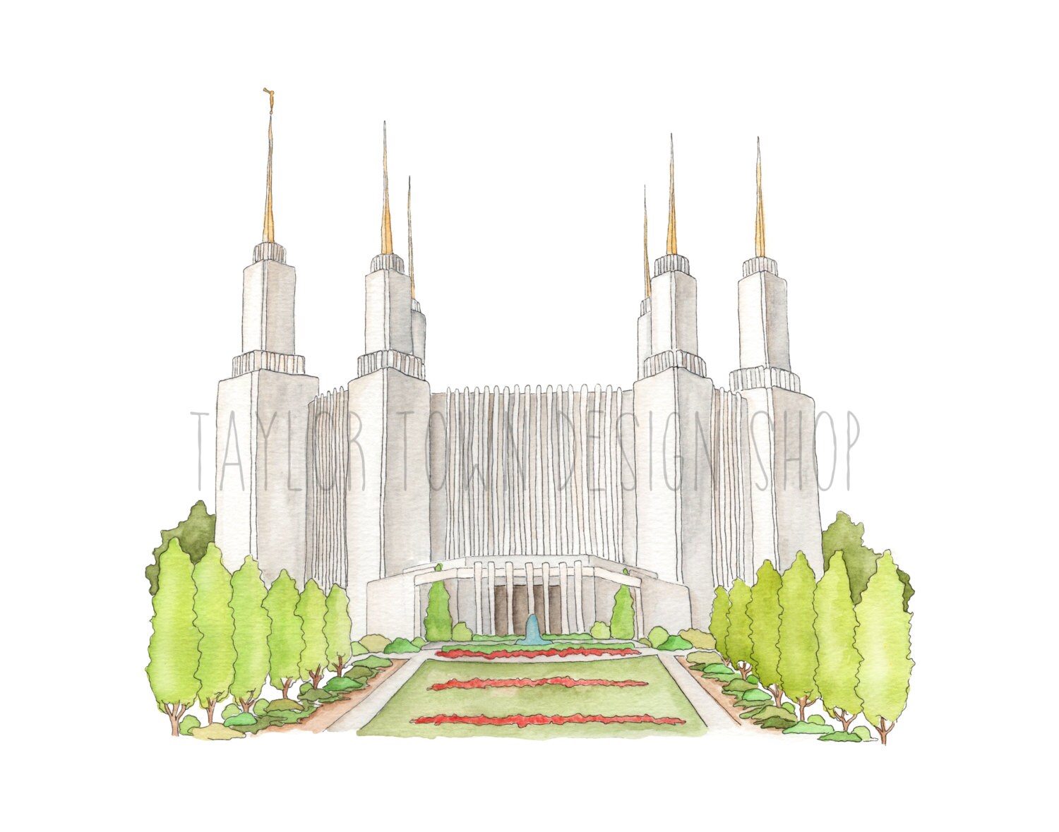 Washington DC Water Color LDS Temple - Etsy
