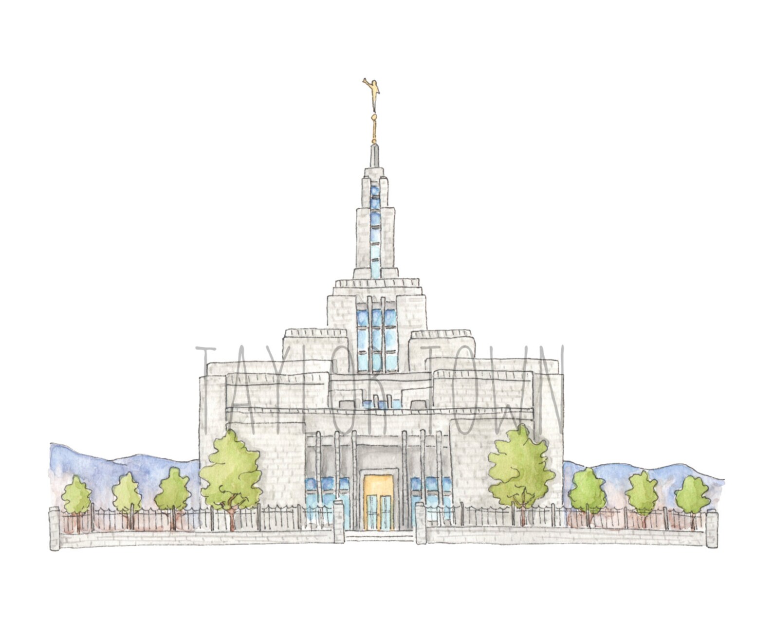 Draper Utah Temple Drawing and Watercolor Painting DIGITAL - Etsy