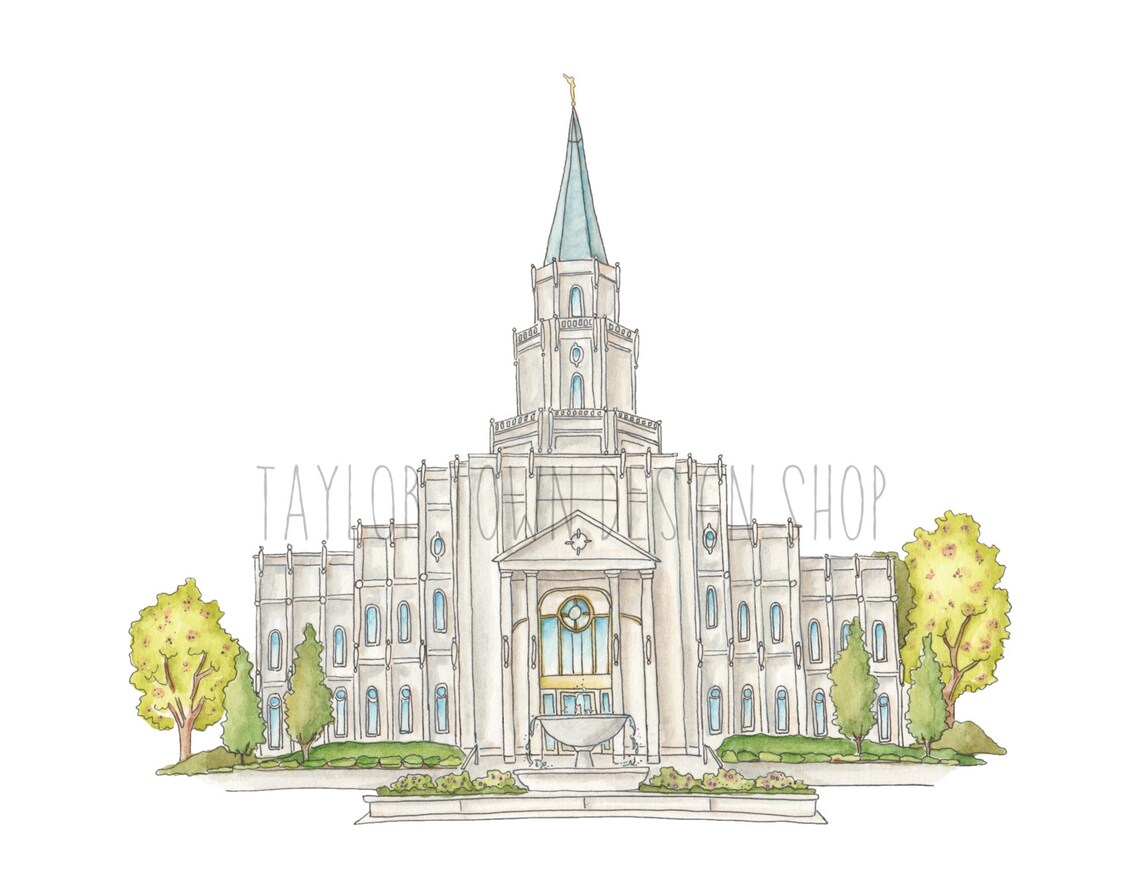 Houston, Texas LDS Temple Water Color Painting - Etsy