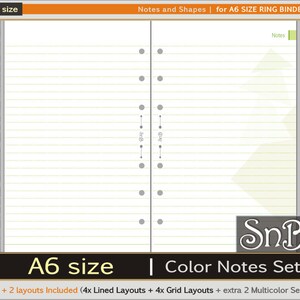 Snb A6 Rings Color Notes and Shapes Set Printable Inserts for Ring ...