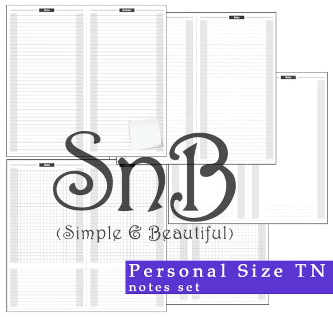 Snb Personal TN - Notes Set - Printable Inserts for Traveler's ...