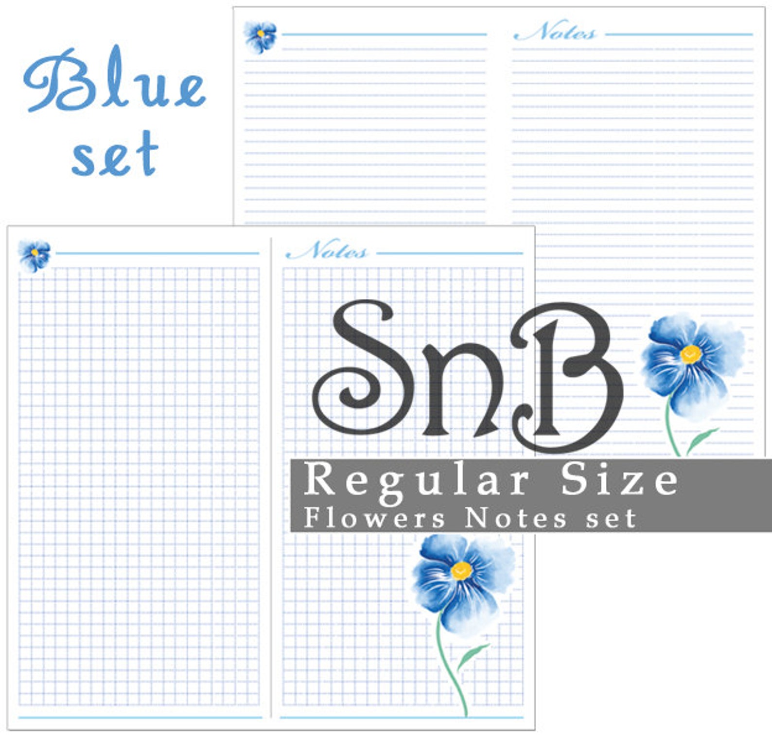 Snb RG Flower Notes Set Printable Color Notes Inserts - Etsy