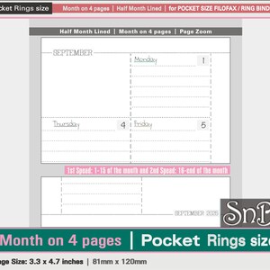 Snb Pocket Rings Half Month Spreads 2024 / 2025 Printable Monthly ...