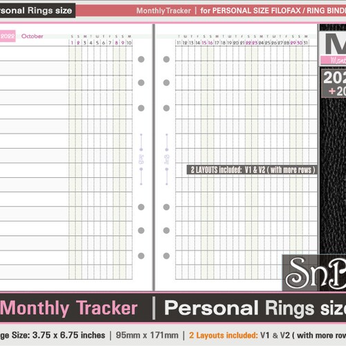 Snb Personal Rings Monthly Habit Tracker 2 Versions - Etsy