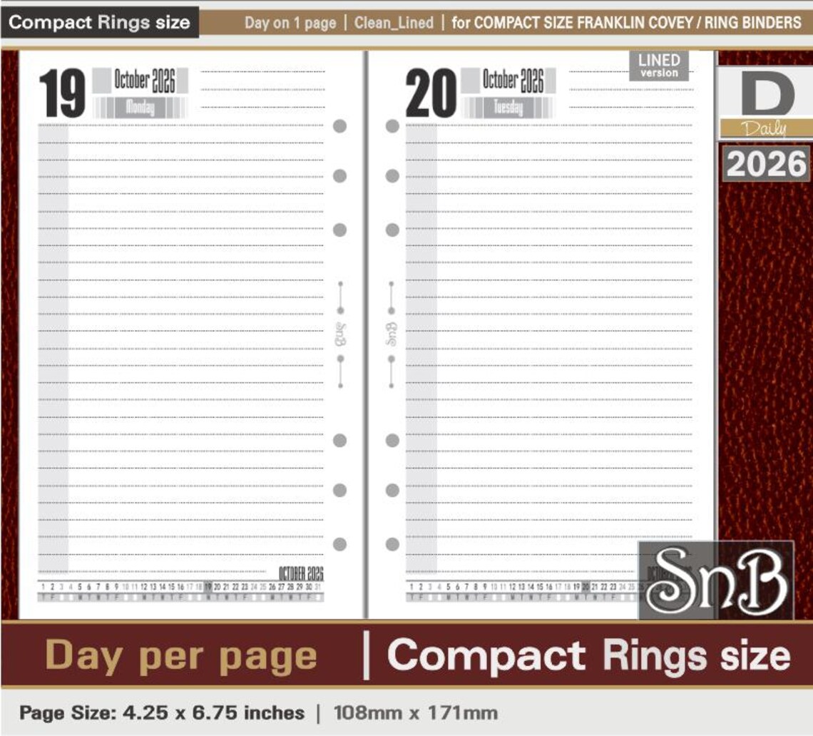 Snb Compact - Clean Edition - Lined - Day on 1 Page - End2025 / 2026 ...