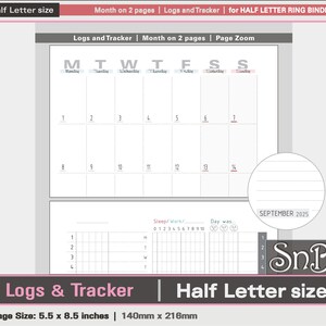 Snb Half Letter Rings - Monthly Logs and Habit Tracker Spread - 2025 ...