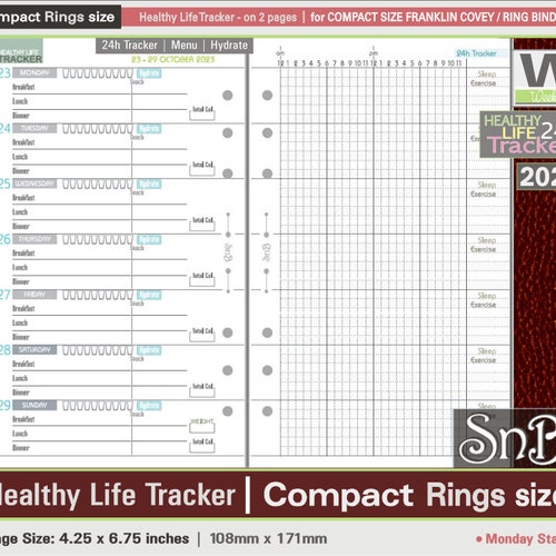Snb Compact Healthy Life Weekly Tracker 2022 / 2023 - Etsy
