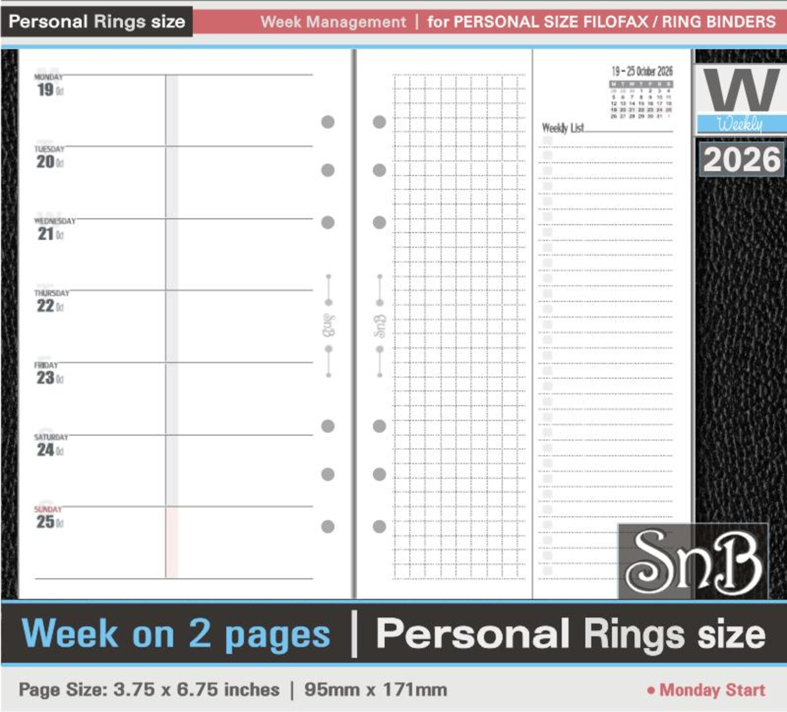Snb Personal Rings - Week Management - Week on 2 Pages - 2025 / 2026 ...
